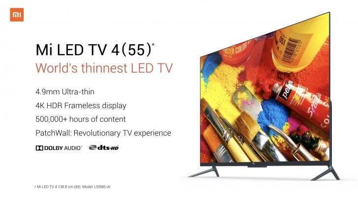 Xiaomi เปิดตัวสมาร์ททีวี Mi LED TV 4 หน้าจอ 55 นิ้ว รองรับการแสดงผล 4K HDR
