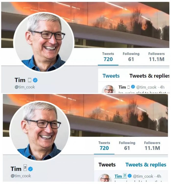 นี่ก็บ้าจี้ Tim Cook เป็นชื่อเป็น "Tim Apple" บนโปรไฟล์ Twitter