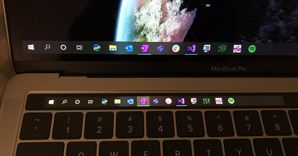 แฮก MacBook Pro เอา Taskbar ใน Windows 10 มาใช้ใน TouchBar ได้