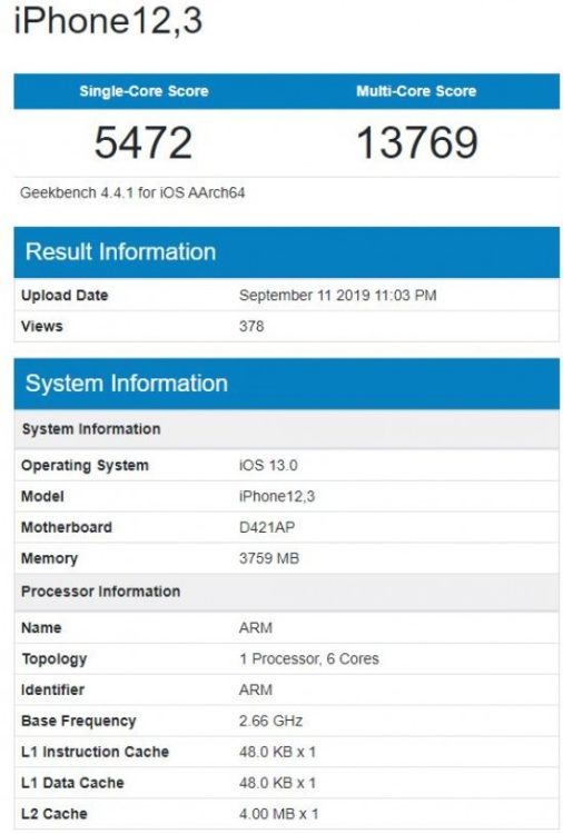 ผล Geekbench คะแนน iPhone 11 Pro แรงสุดเหนือทุกรุ่น แต่ RAM 4GB เท่าเดิม