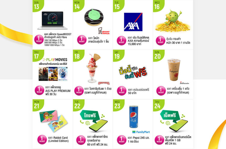 ชี้เป้า! AIS แจกพอยท์ฟรี แถมใช้แค่ 1 พอยท์ แลกของฟรีได้ทุกวัน ตลอดตุลาคม