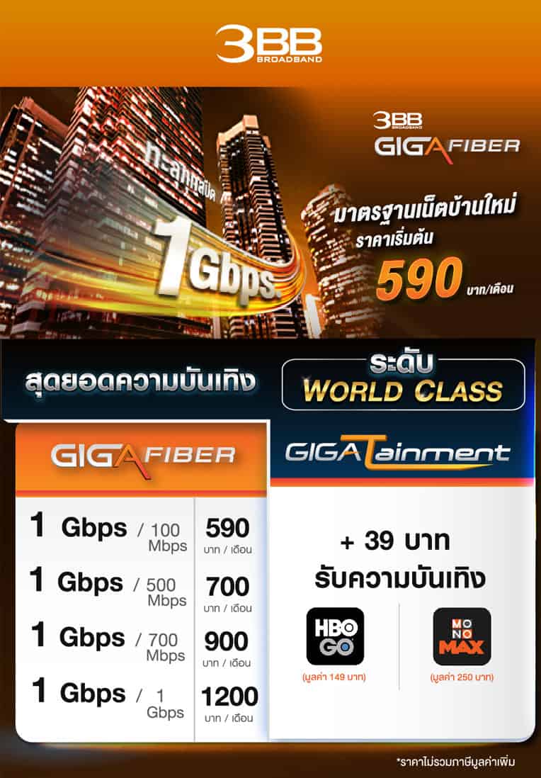 3BB ประกาศ อัพสปีด ลูกค้าเน็ตไฟเบอร์ ทุกรายเป็น 1Gbps