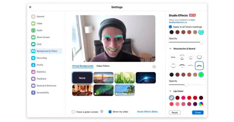 Zoom ทดสอบฟีเจอร์ Studio effects แต่งคิ้ว เติมหนวด สร้างสีสันระหว่าง ...