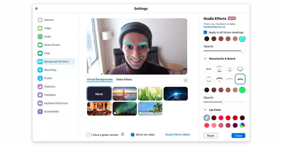 Zoom ทดสอบฟีเจอร์ Studio effects แต่งคิ้ว เติมหนวด สร้างสีสันระหว่าง ...