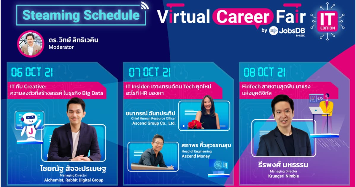 มหกรรมหางานออนไลน์เพื่อคนสายเทคและไอที Virtual Career Fair by JobsDB 6 ...