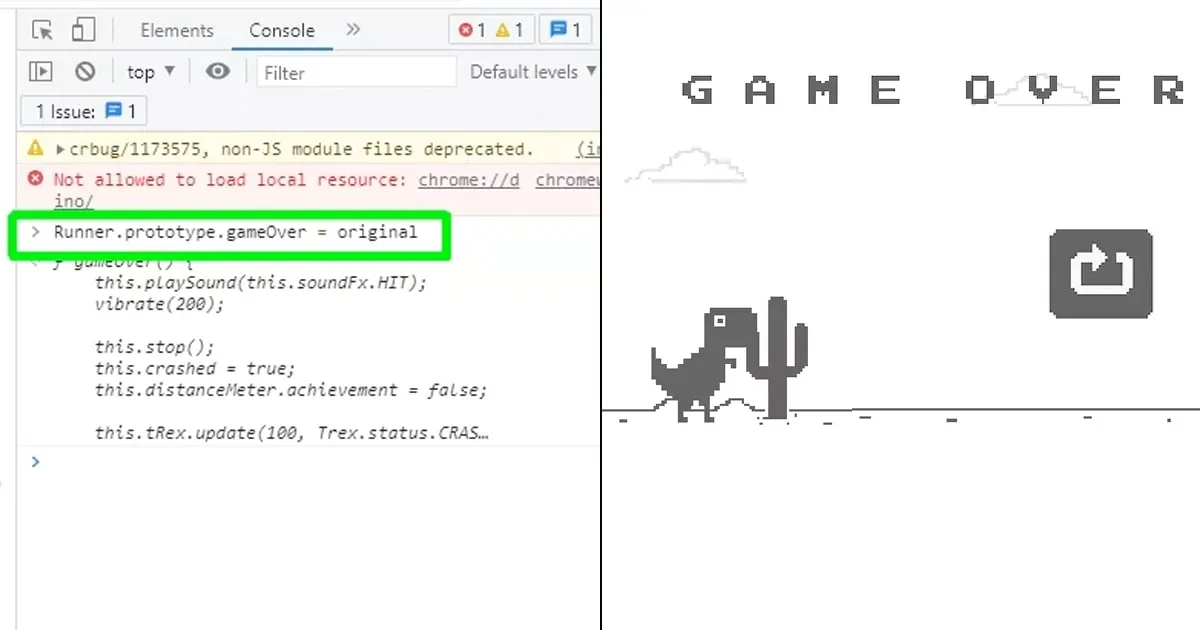 รวมเทคนิค วิธีโกง สูตรอมตะ เกมไดโนเสาร์บน Chrome